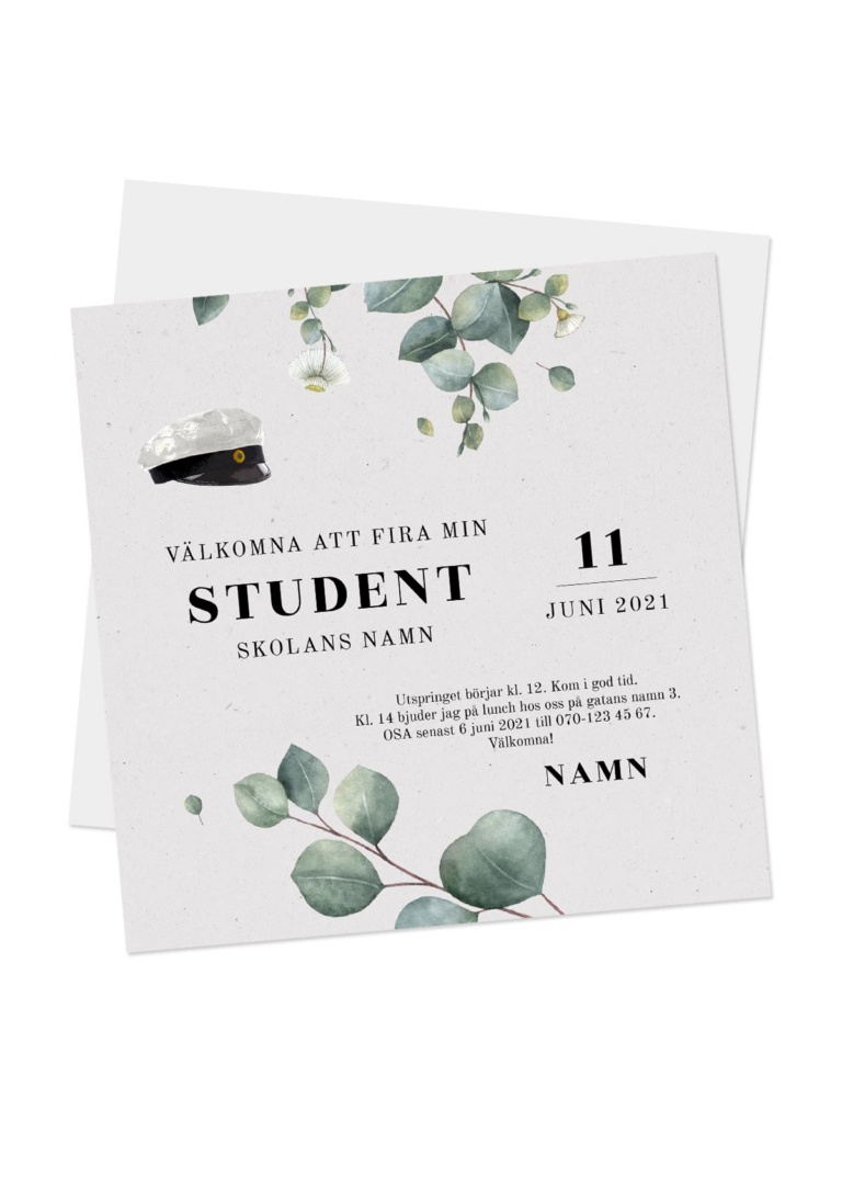 Inbjudningskort Student FineArt Matt 16×16 cm – KMH Fotografi ...